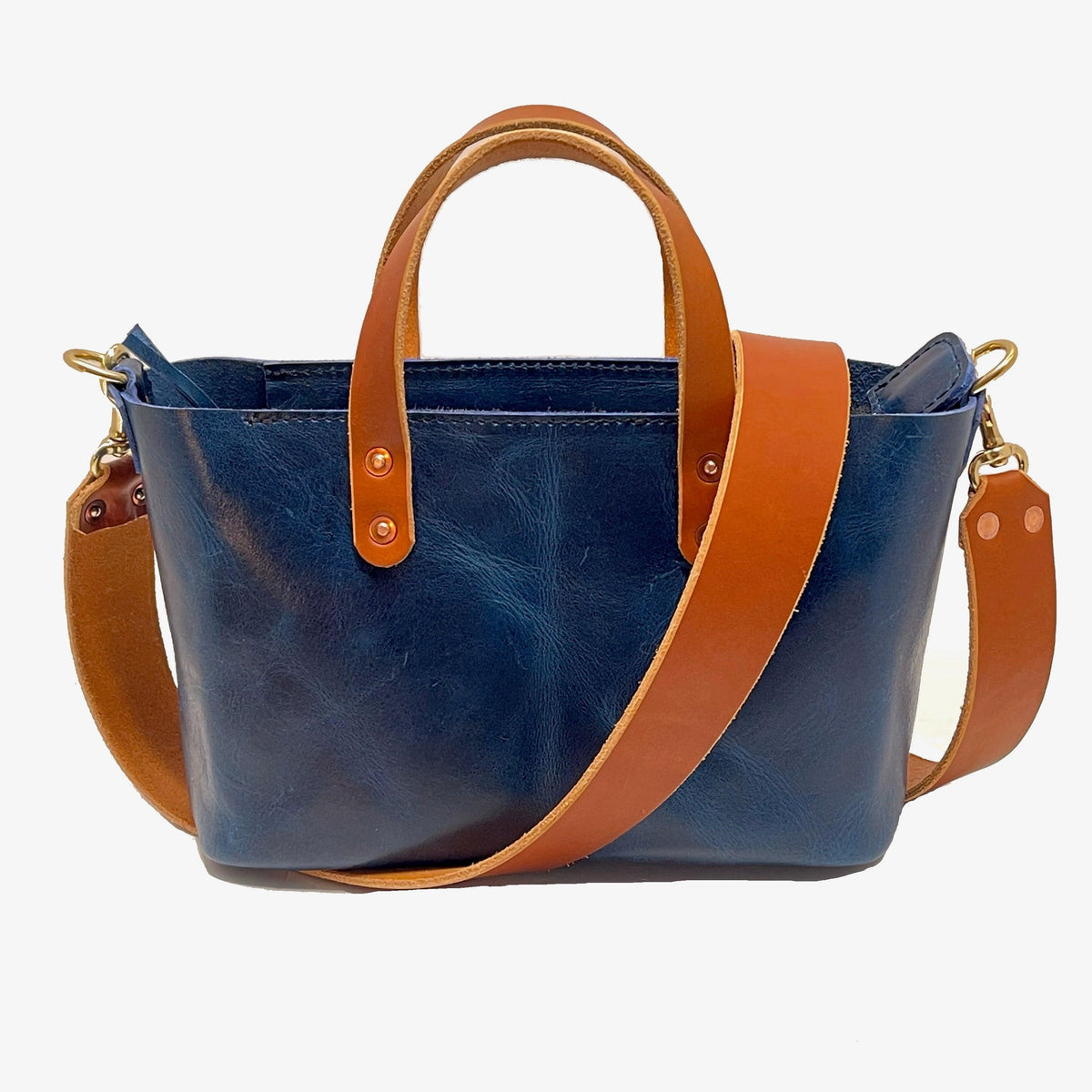 Bella Leather Crossbody Bag in Blue – Leather Pasture